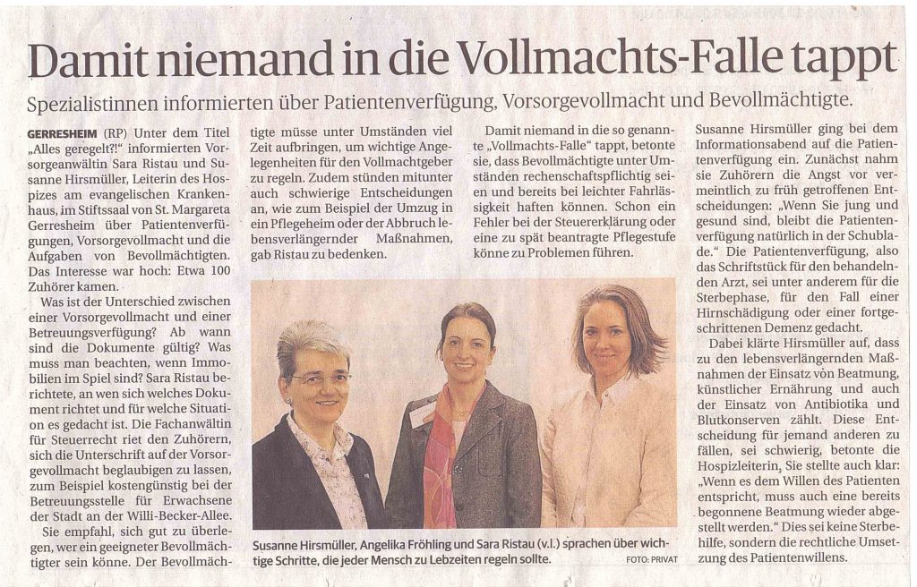 Damit niemand in die Vollmachts-Falle tappt - Bürgerstiftung Gerricus